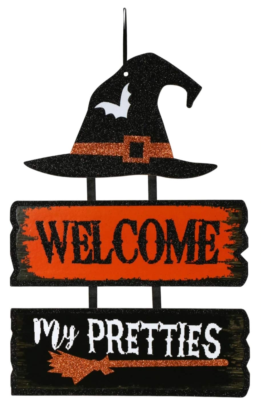 Happy Halloween Witch Themed Glittery Welcome My Pretties Wall Hanging Decorations Sign