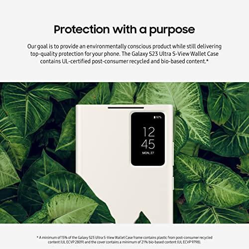 SAMSUNG Galaxy S23 Ultra S-View Wallet Phone Case, Protective Cover w/Card Holder Slot, Finger Tap Clear Window, US Version, EF-ZS918CBEGUS, Black