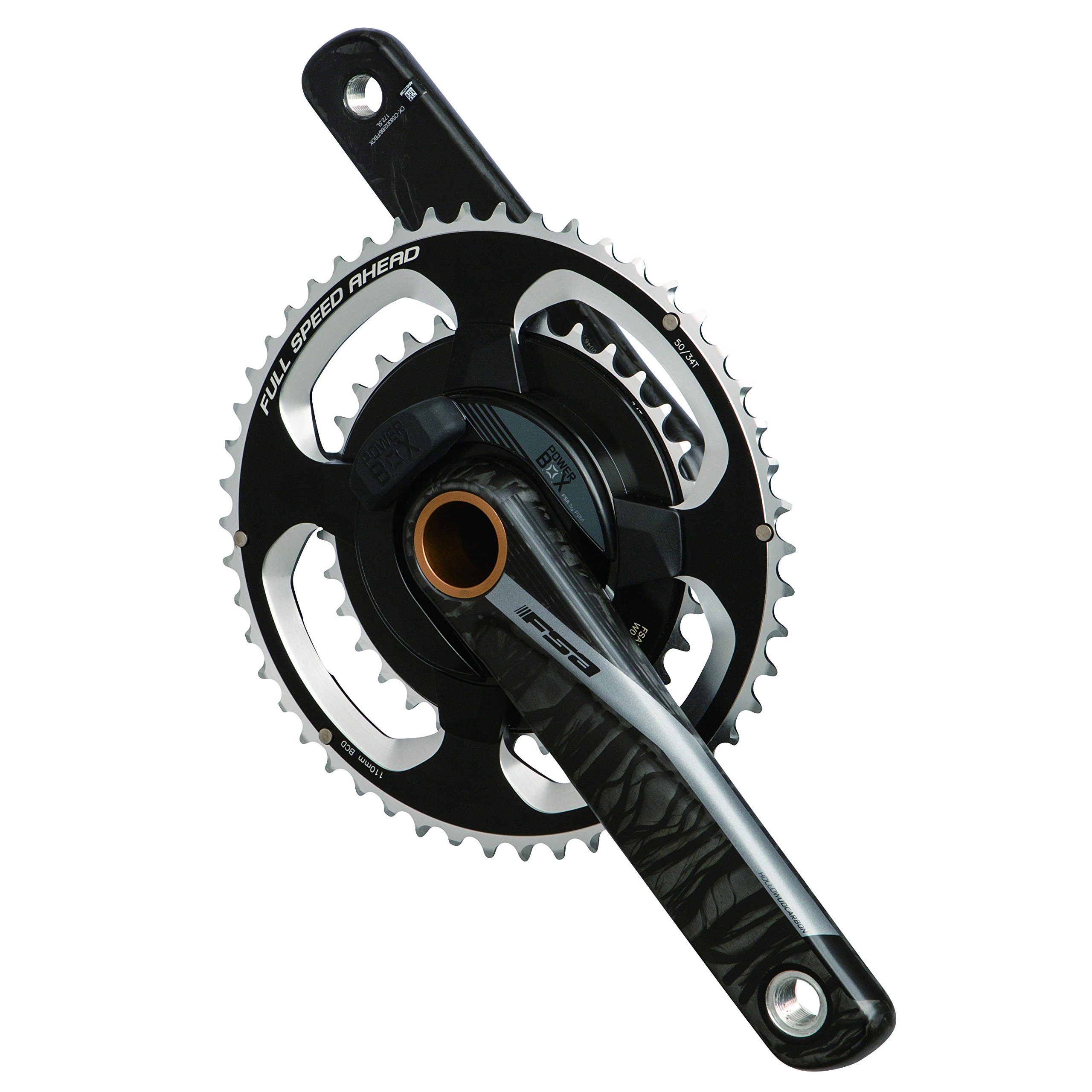 FSA Unisex's Powerbox Carbon 2x11 Road Chainset, Black, 50/34T/175 mm