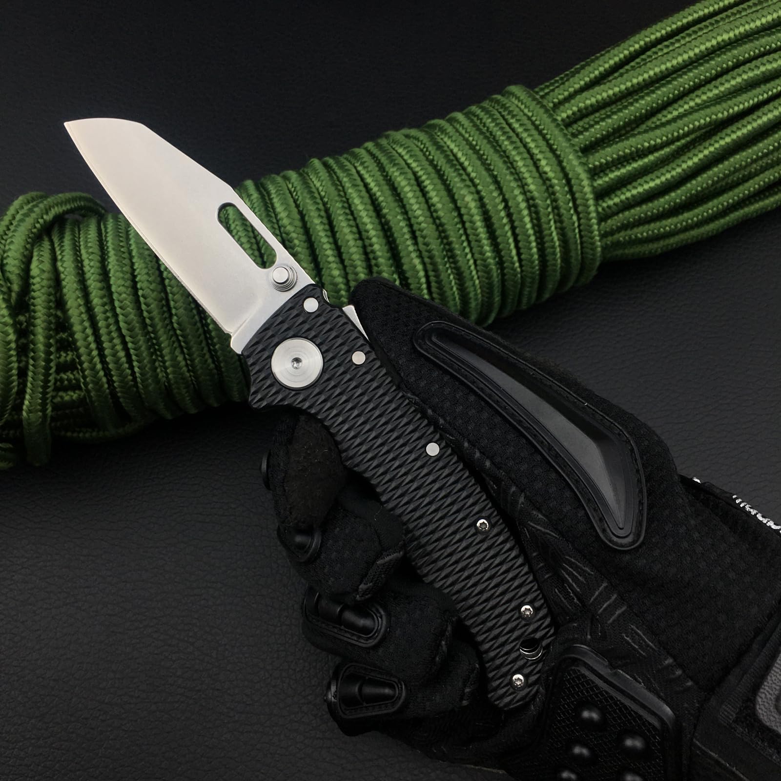 Thumb Assisted Opening Folding Pocket Knife, Shark Lock Knife with 2.8ββ 8Cr13MoV Steel Blade, Grivory Handle, Reversible Pocketclip for Camping Hunting