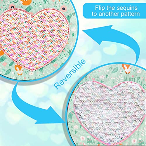 TXHVO 3PCS Kids Backpack for Girls, 16β Preschool Bookbag with Lunch Box, Cute Girl Sequin Backpacks for Elementary School