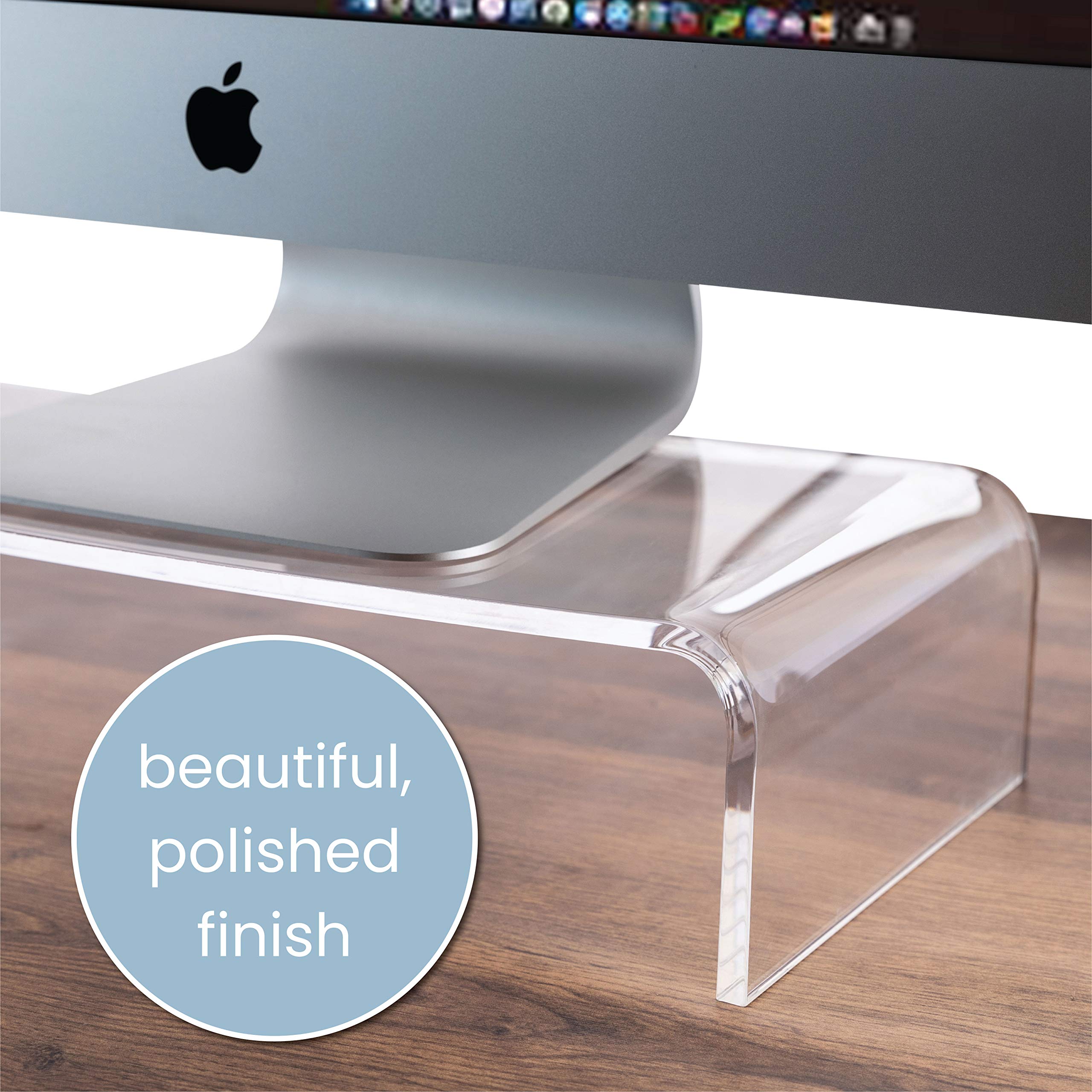 Homeries Acrylic Monitor Stand (3.7 Inches High) | Universal Computer Riser for Home, Office, Business, Desk, Gamers | Multi Media Platform Lift for Laptop, Printer, TV Screen, PC |Extra Storage Space
