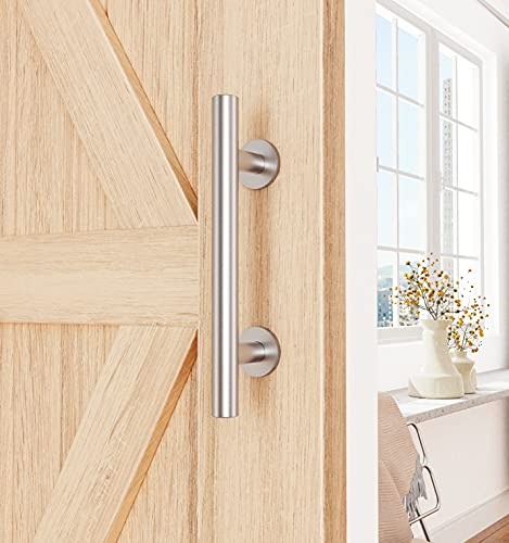 ZEKOO 12'' Sliding Barn Door Handle Hardware Two-Side Design Brushed Finish Stainless Steel Garden Gate Shed Pull Handle