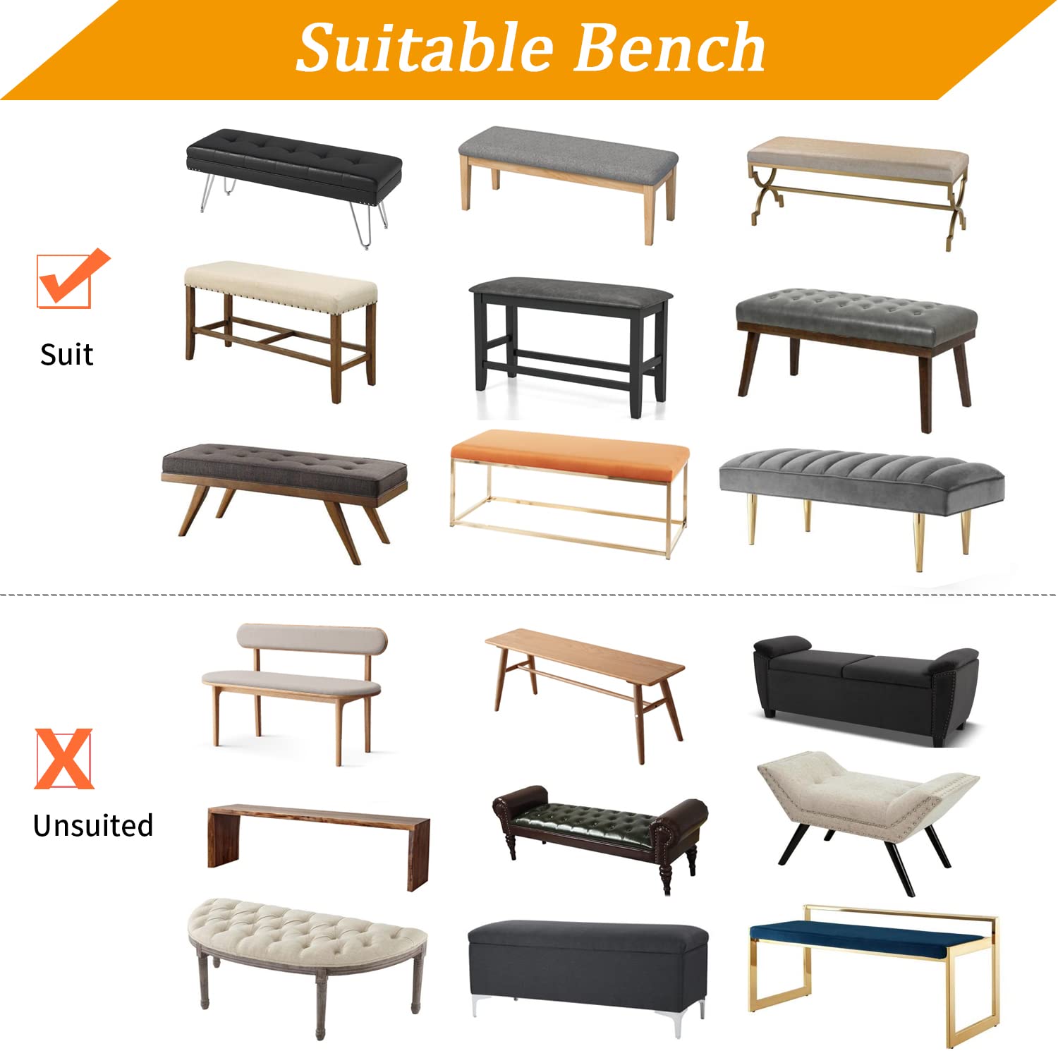 Fuloon Stretch Jacquard Dining Bench Cover - Anti-Dust Removable Bench Slipcover Washable Bench Seat Protector Cover for Living Room, Bedroom, Kitchen (Beige)