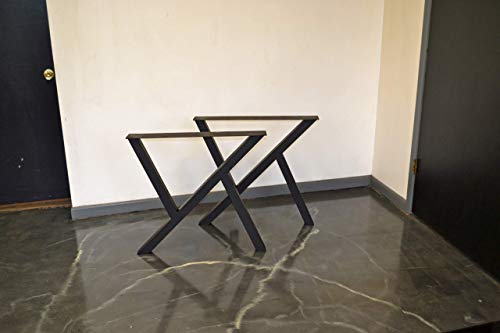 Metal Table Legs, Offset X-Frame Style - Any Size and Color