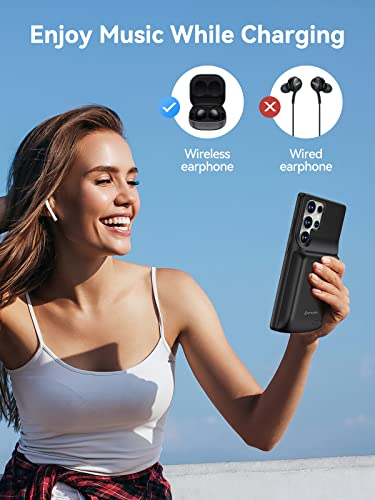 NEWDERY Galaxy S23 Ultra Battery Case 10000mAh, Qi Wireless Charging, Fast Charging, Sync Data Supported, Powerful Portable Rechargeable Charger Case for Samsung S23 Ultra 5G 6.8" Black