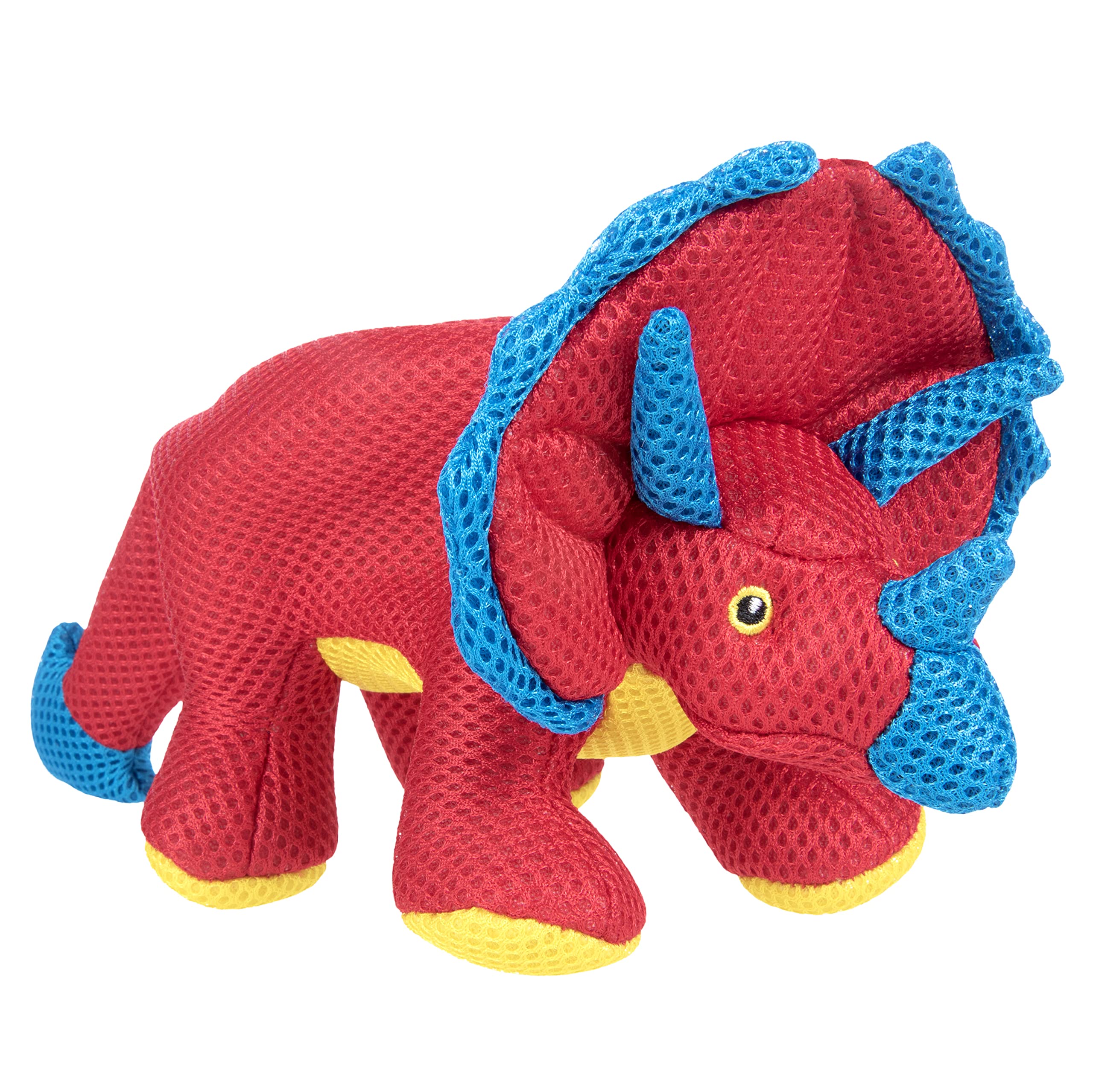 goDog Double Chew Guard Mesh Dinos Spike Squeaky Dog Toy - Green, Small
