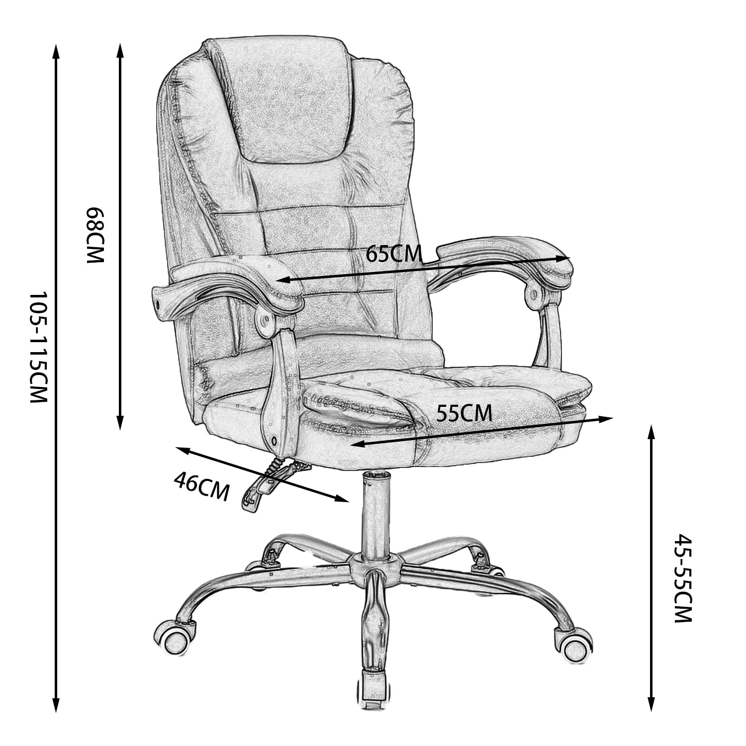 Panana Office Chair Heavy Duty Executive Reclining Computer Swivel Chair (Brown)