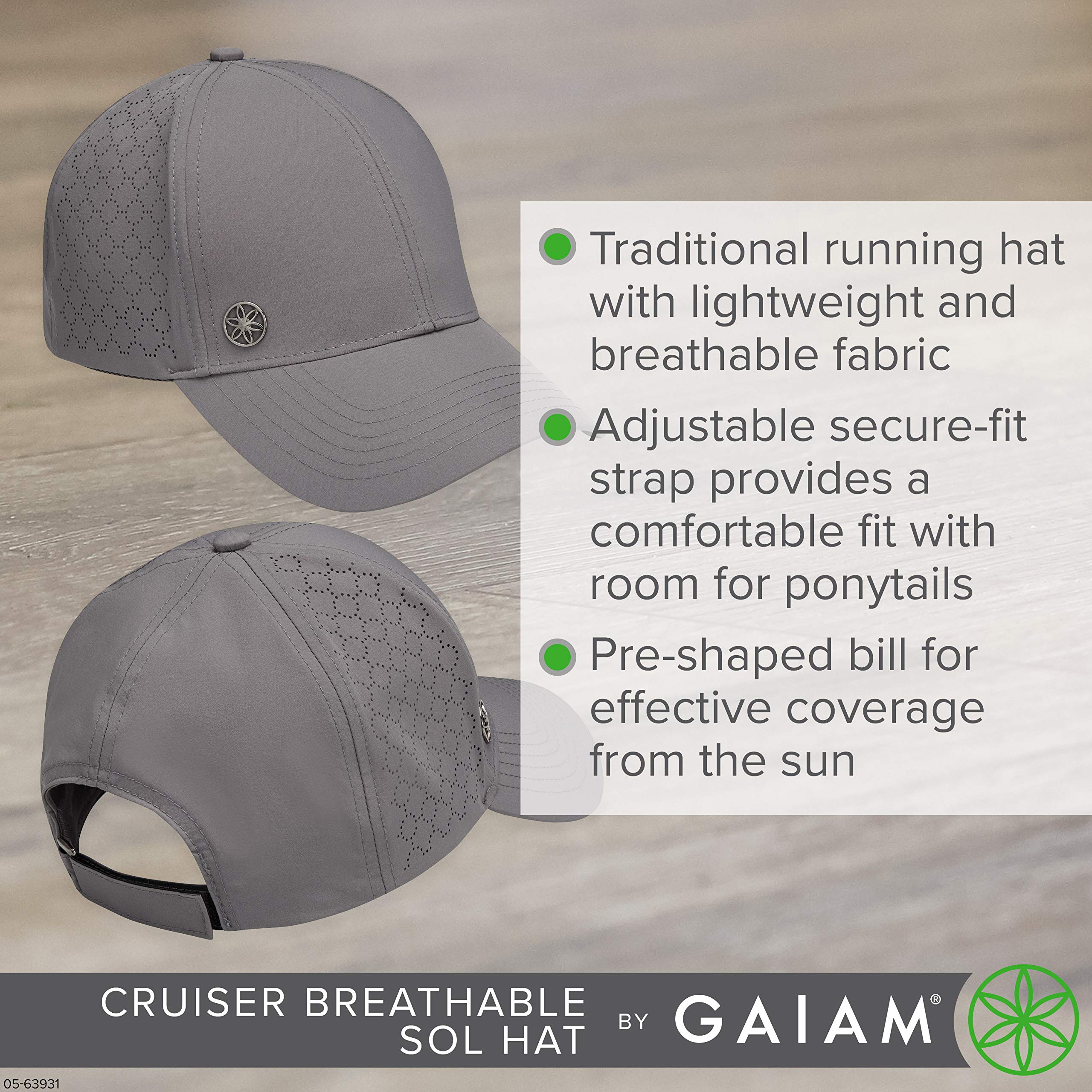 Gaiam Women's Baseball Cap - Classic Womens Ball Cap with Breathable Sol Design to Keep Cool in Summer, Cute Baseball Caps for Women with Ponytail Holder & Premade Bill for Built-In SPF, Dusk