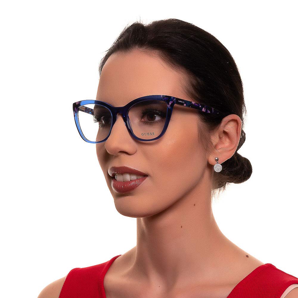 Guess GU2674 Eyeglass Frames - Shiny Blue Frame, Shiny Blue Lenses, 53 mm Lens GU267453090