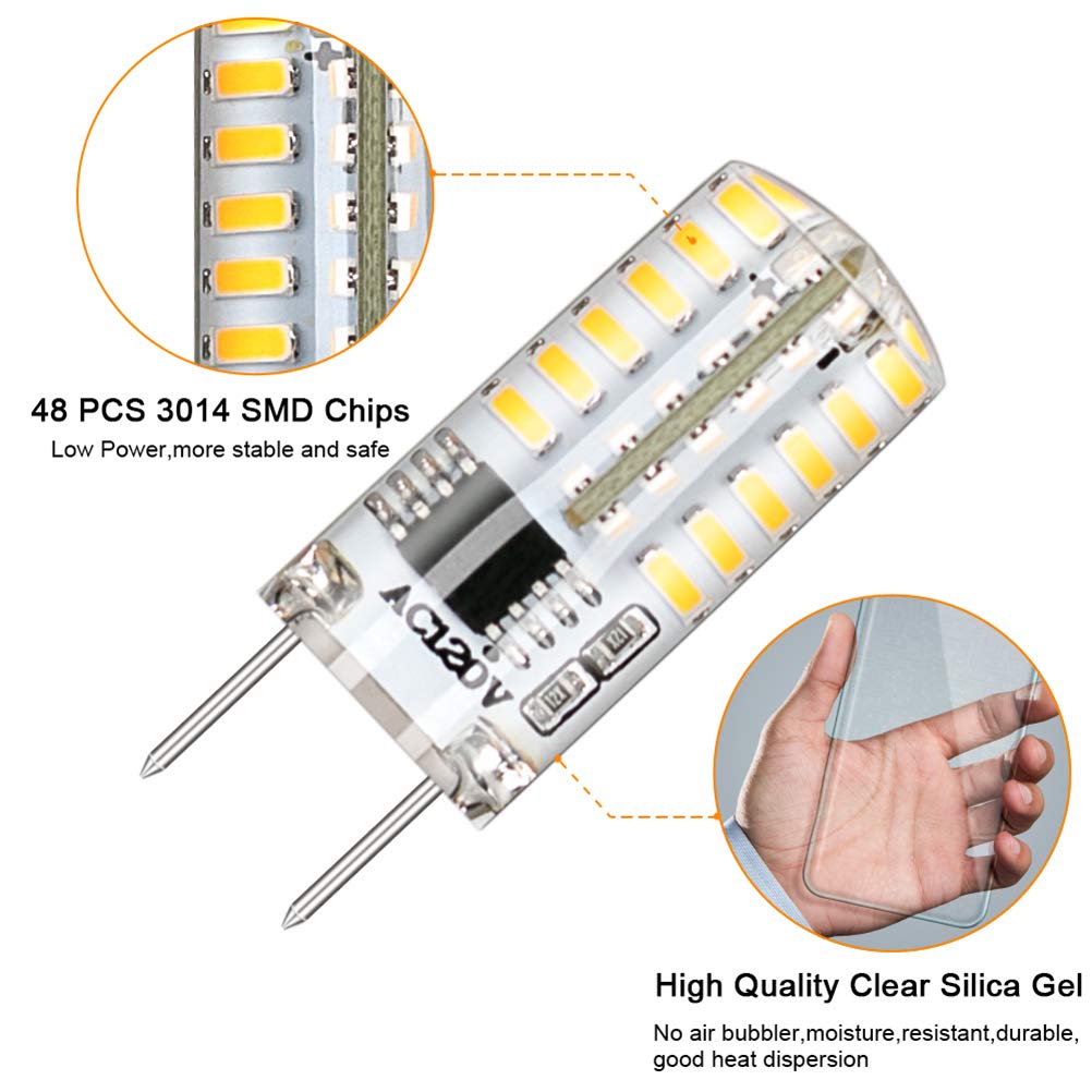 G8 LED Bulb Dimmable Replacement for Halogen Bulb Small T4 Led Light Bulbs 20W Xenon Under Cabinet 3W Warm White 3000K 12 Pack