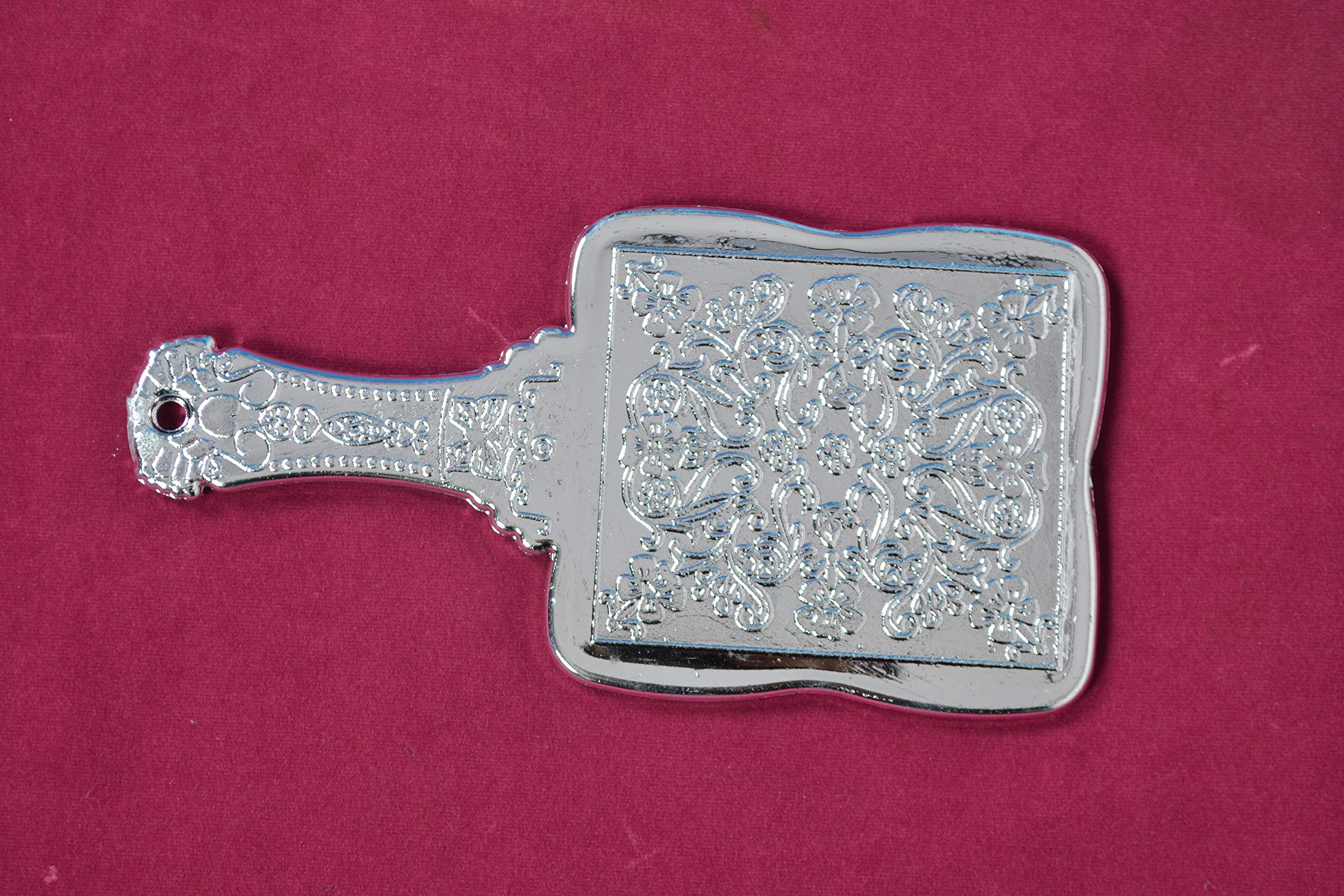 Garden Of Arts Silver Handheld Salon Barbers Hairdressers Square Shape Mirror with Grip Handle