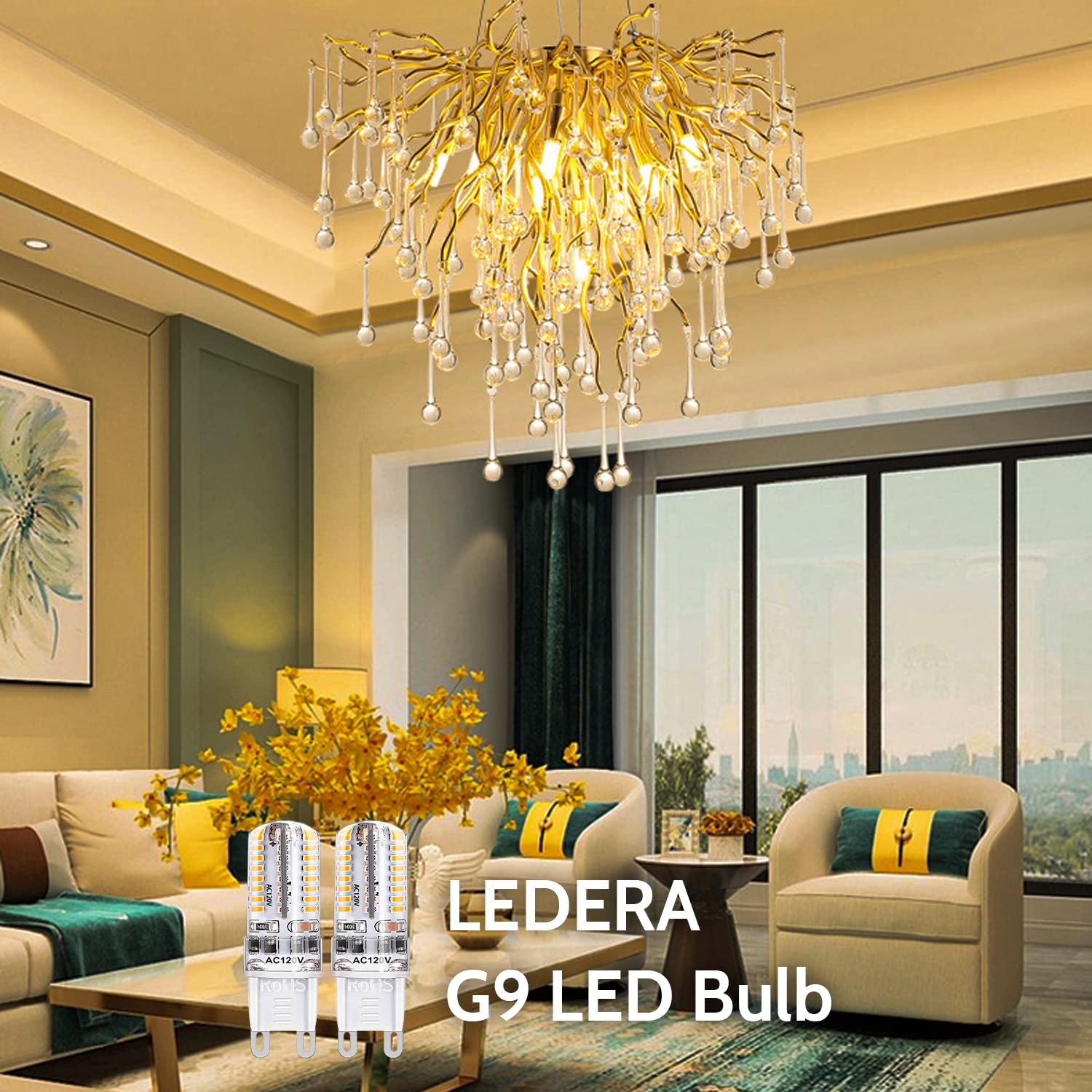G9 LED Bulb Dimmable, 4W G9 Base Chandelier Light Bulb, 40W Halogen Equivalent, 3000K Warm White, No Flicker, 350LM, 360° Beam Angle for Lighting, 10-Pack