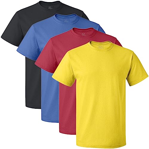 Fruit of the Loom Men's Crew T-Shirt (Pack of 4), Large, Assorted Primary