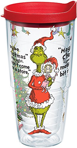 Tervis Dr. Seuss Grinch Christmas Quote Made in USA Double Walled Insulated Tumbler Cup Keeps Drinks Cold & Hot, 24oz, Classic