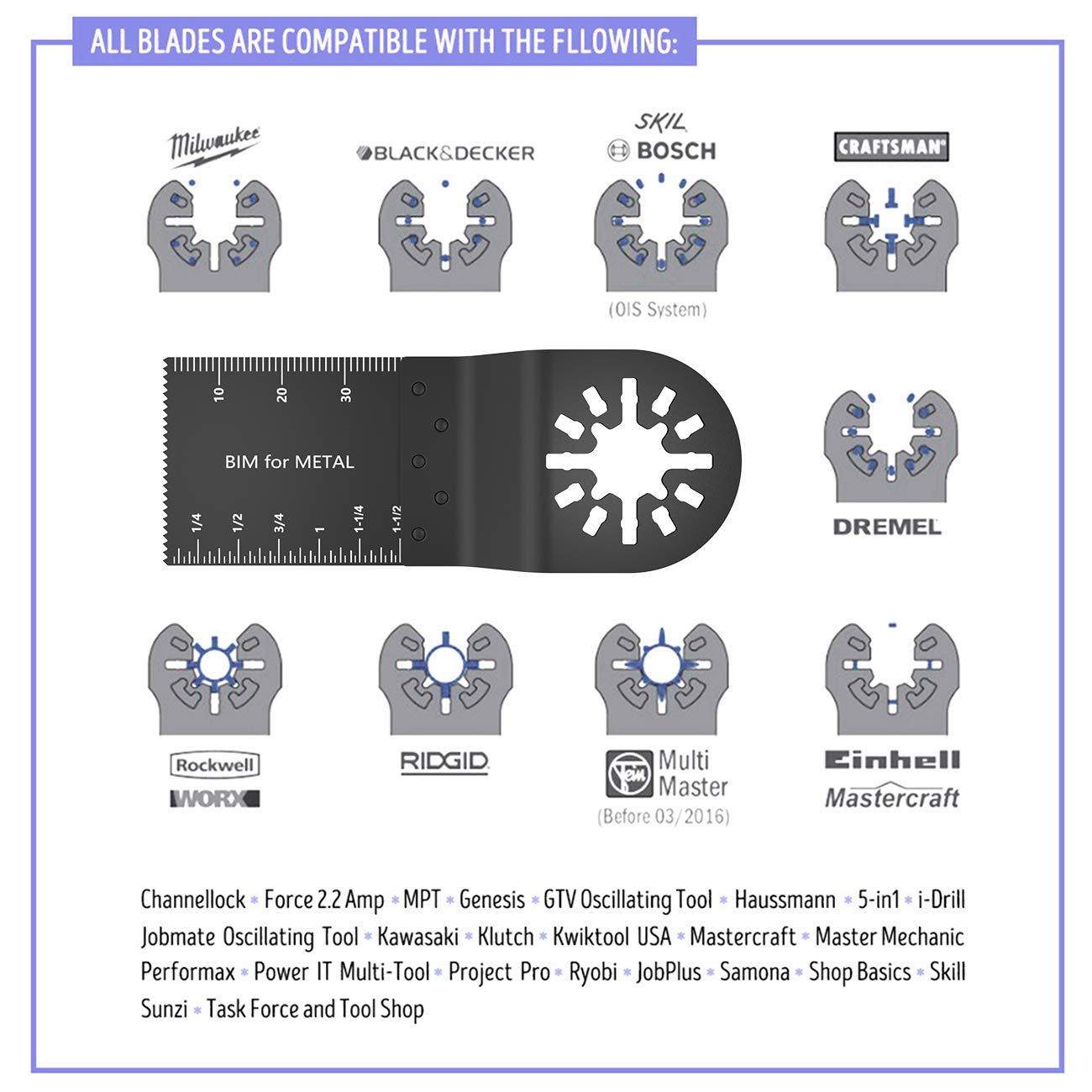 HOTBEST 66 Pack Oscillating Saw Blades, Fits Fein Multimaster, Porter Rockwell Cable, Black & Decker, Bosch Craftsman and More