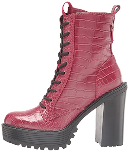 Guess Women's KANIELA Ankle Boot, Merlot Red Crocodile, 5.5