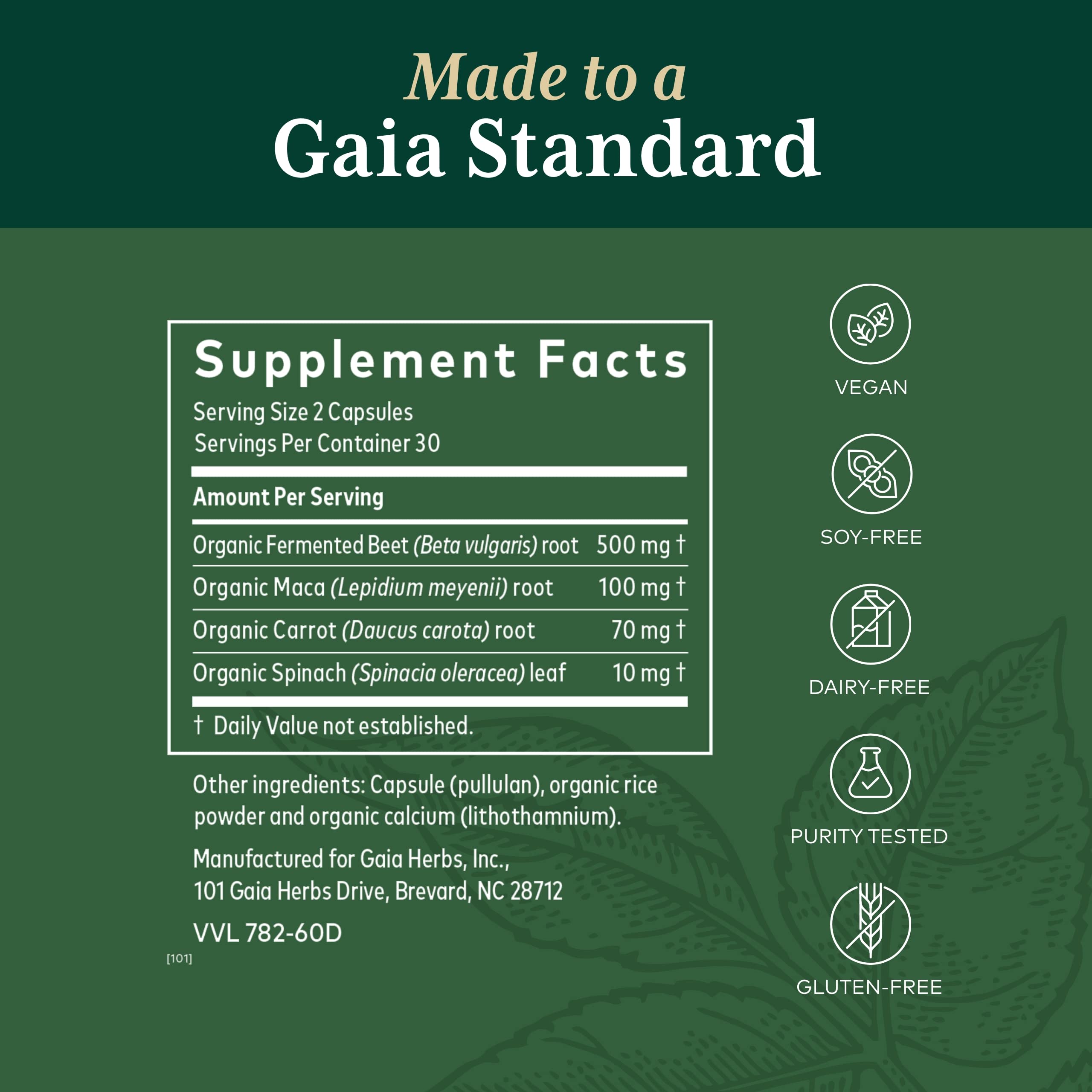 Gaia Herbs Pro Fermented Beet and Maca - Circulation, Kidney & Liver Supplement - with Organic Fermented Beet & Organic Maca - 60 Capsules (30 Servings)