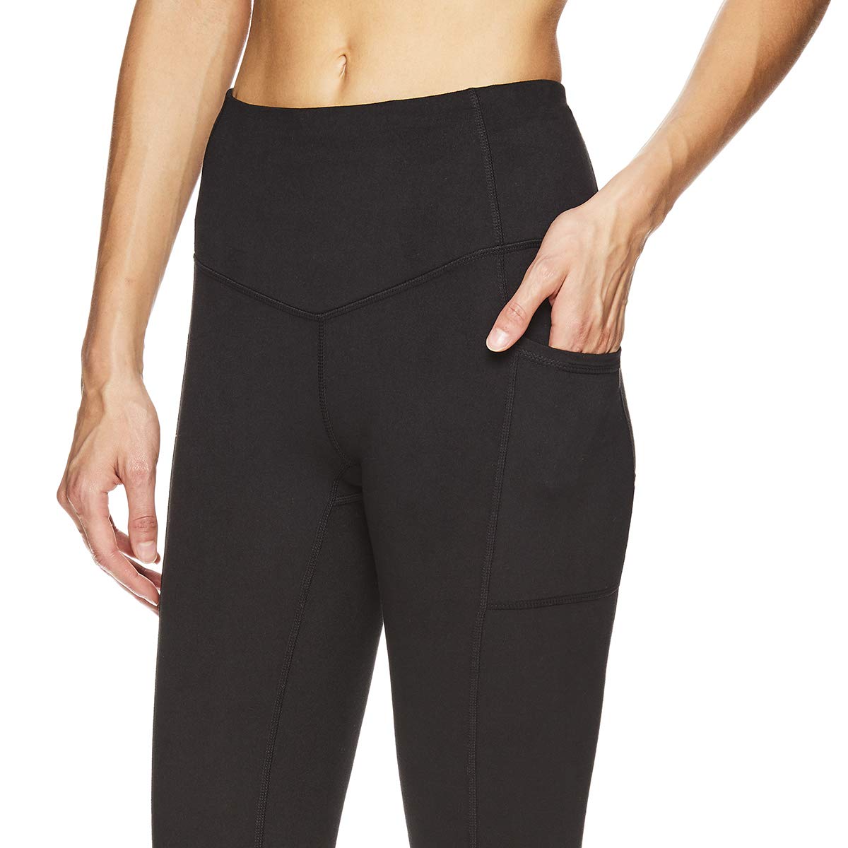 Gaiam Women's Om High Rise Waist Yoga Pants - Performance Spandex Compression Leggings - Hi Rise Relax Black, Medium