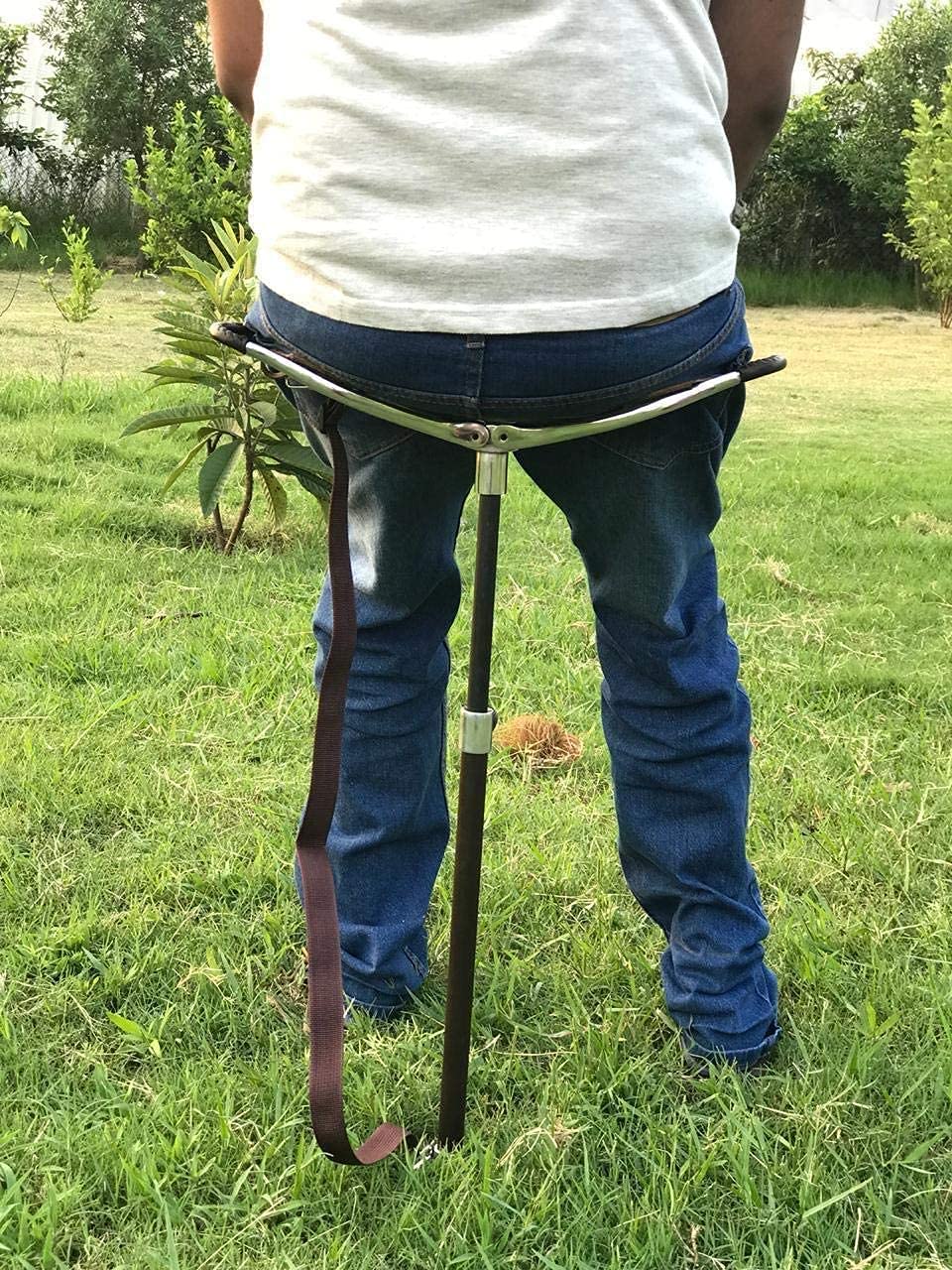 Haza NYC Adjustable Antique Brown Shooting Stick | Very Durable Heavy Duty Big Size Leather Seat Folding Chairs | Polo Fishing Golf Seat Stick | Lightweight Hiking Walking Sticks