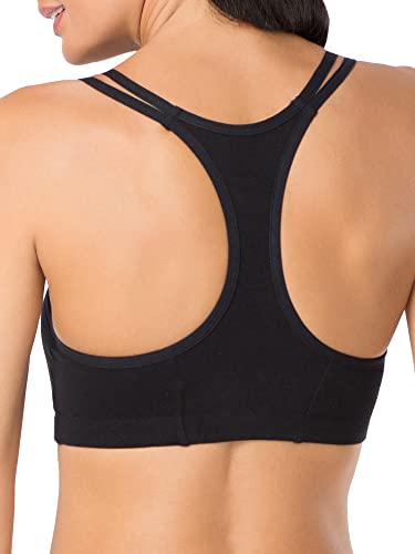 Fruit of The Loom Womens Spaghetti Strap Cotton Pull Over 3 Pack Sports Bra, Grey With Black/White/Black Hue, 44