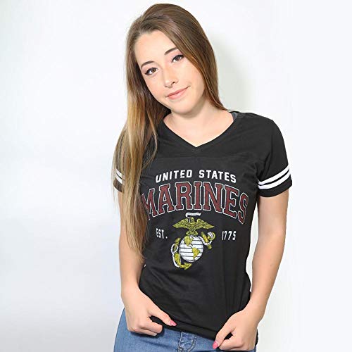 United States Marine Corps Ladies Globe Est. 1775 T-Shirt, Large, Black