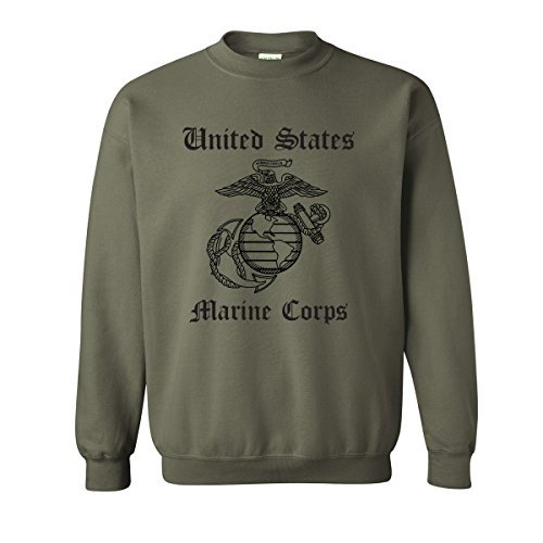 zerogravitee United States Marine Corps Crewneck Sweatshirt in Military Green (black text) - Large