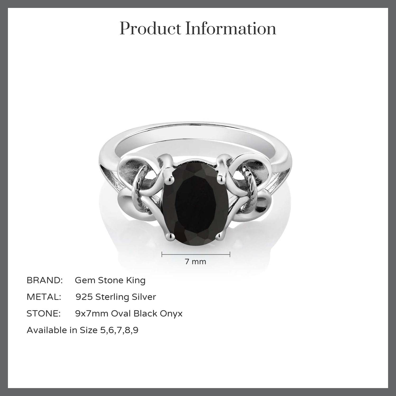 Gem Stone King 925 Sterling Silver Oval Gemstone Birthstone Engagement Ring | Oval 9X7MM | Wedding Anniversary Promise Ring For Women | Available in size 5, 6, 7, 8, 9