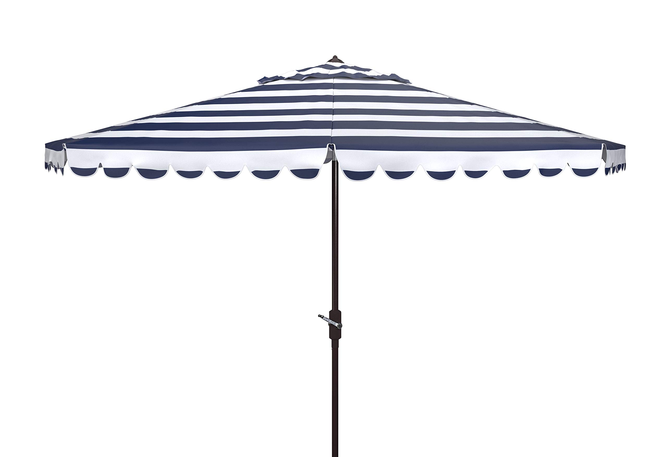 Safavieh PAT8111C Outdoor Vienna Navy and White 11-Foot Round Crank UV Protected Umbrella