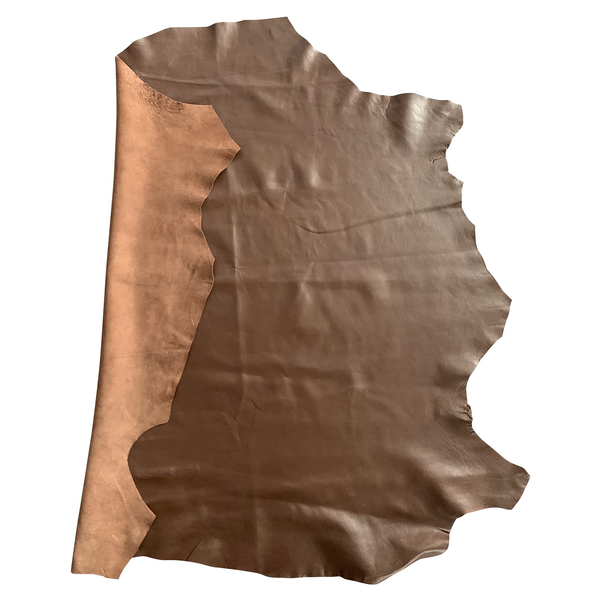 Genuine Leather Hide - Spanish Full Skin - Reddish Brown Color - 6 sq ft - AVG 28¨x 26¨at Longest and widest - Smooth Finish - Lambskin - Craft Supply - Upholstery Material - Sewing Fabric