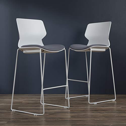 HON Basyx Contempo Guest Stool, 2 Pack, White/Charcoal