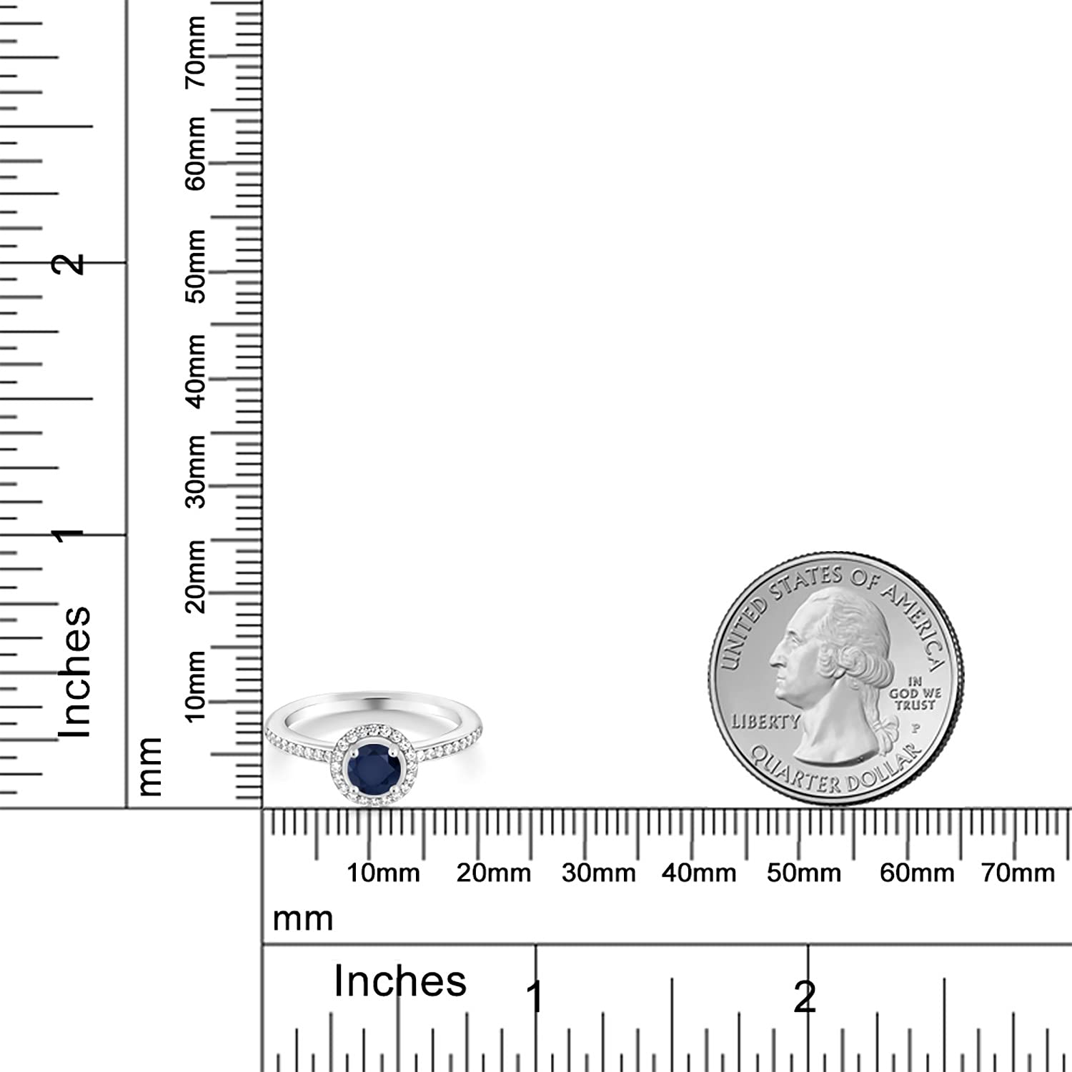 Gem Stone King 925 Sterling Silver Blue Sapphire Engagement Ring For Women (0.79 Cttw, Gemstone Birthstone, Available in size 5, 6, 7, 8, 9)