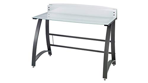 Safco Products 1938TG Xpressions 47" Computer Glass Top Workstation (Optional Keyboard Tray 1940BL Sold Separately), Tempered Glass/Black Frame