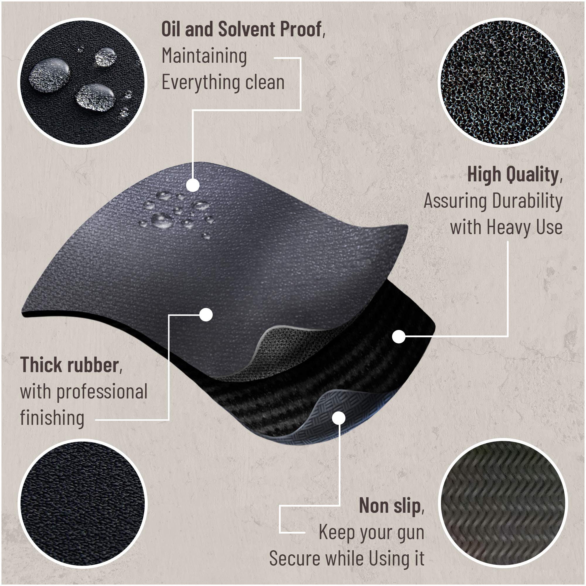 Gun Cleaning Mat by PH - Measures 11" x 17" 3 mm Thick - Oil and Solvent Resistant Padded Non-Slip - Compatible with Compact to Large Guns - for Maintenance or Repairs to Your Firearm - (Flag+Eagle)