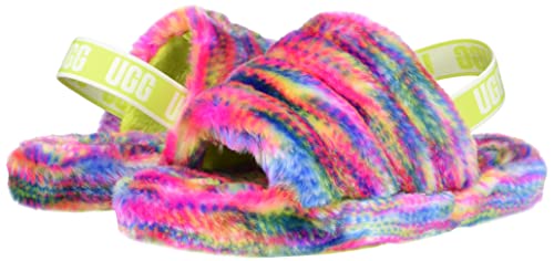 UGG Girls K Fluff Yeah Pixelate Slipper, White, 6 Big Kid
