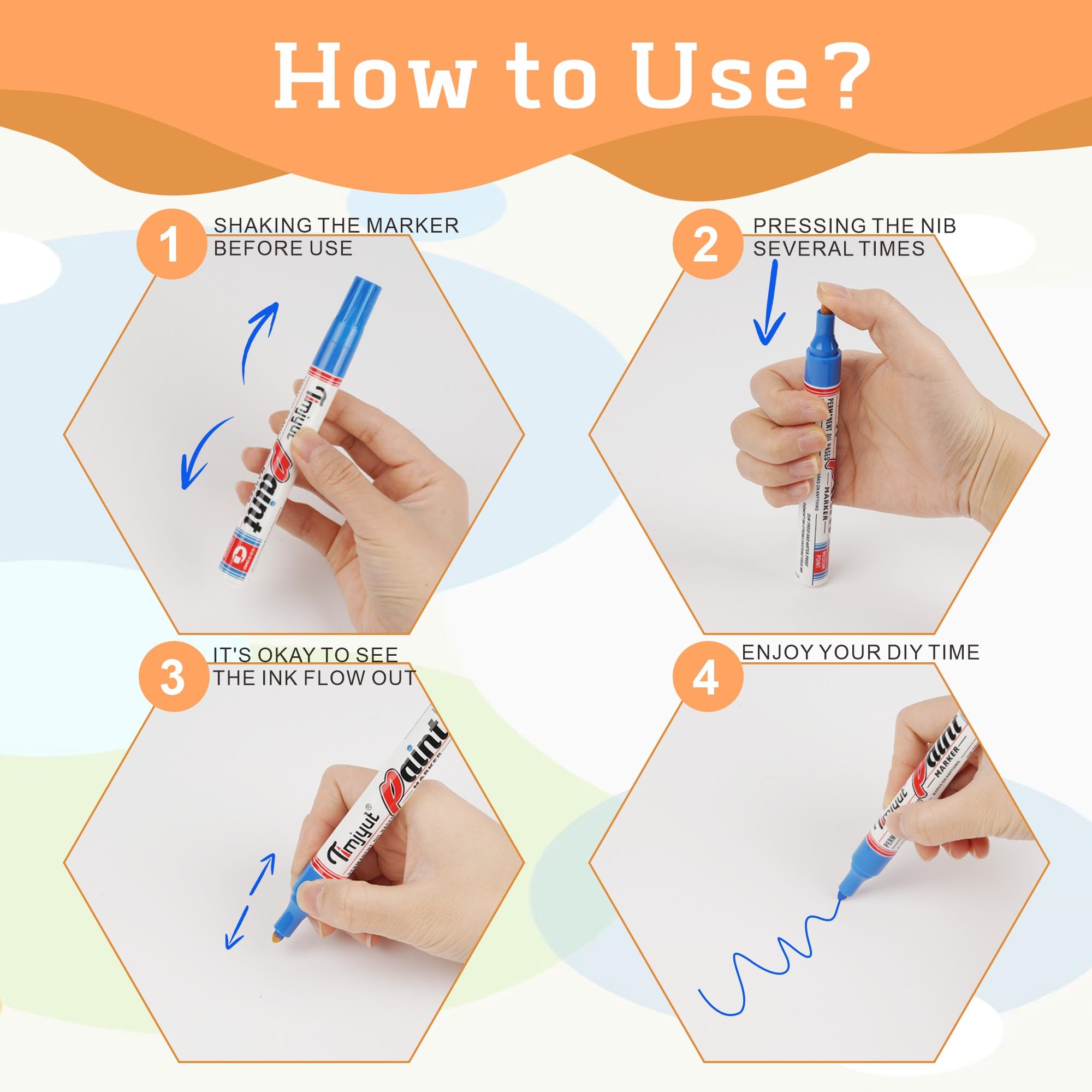 TIMJYUT White Permanent Marker Paint Pens - 2 Count,Medium Tip Oil-Based,Waterproof & Quick Dry,Never Fade,Markers Pens For Rock,Plastic,Glass,Metal,Wood and More