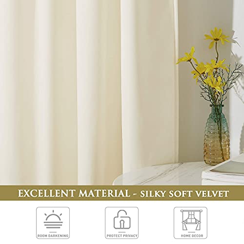 StangH Ivory White Velvet Curtains & Black Blackout Curtains