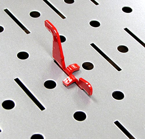Wall Control Pegboard Standard Slotted Hook Pack - Slotted Metal Pegboard Hooks for Wall Control Pegboard and Slotted Tool Board β Red