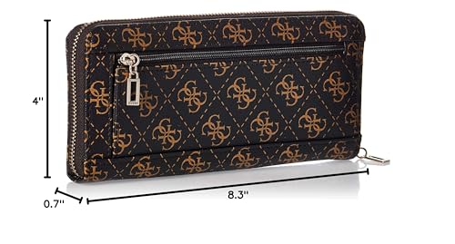 GUESS womens,Polyurethane Noelle Large Zip Around Wallet, Brown Logo, One Size US