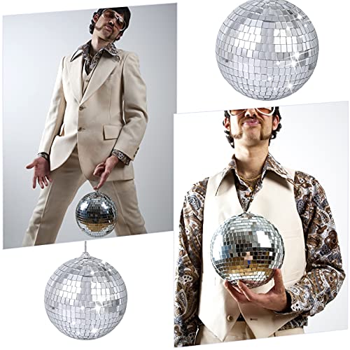 Ujuuu 8 Pieces Mirror Disco Balls Silver Hanging Disco Light Mirror Ball for Retro Party, Fun Party, Home Bands Decorations
