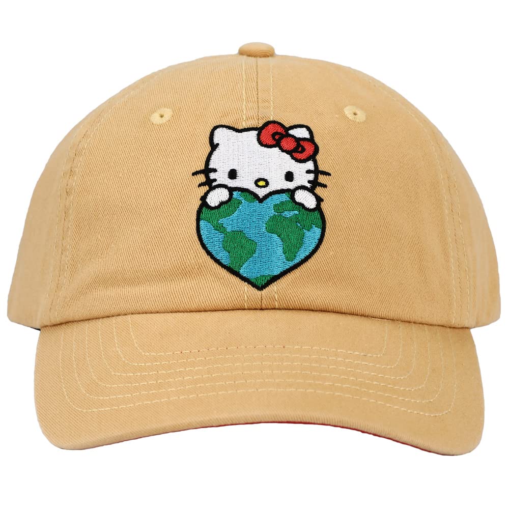 Hello Kitty Embroidered Canvas Cotton Twill Dad Hat Brown