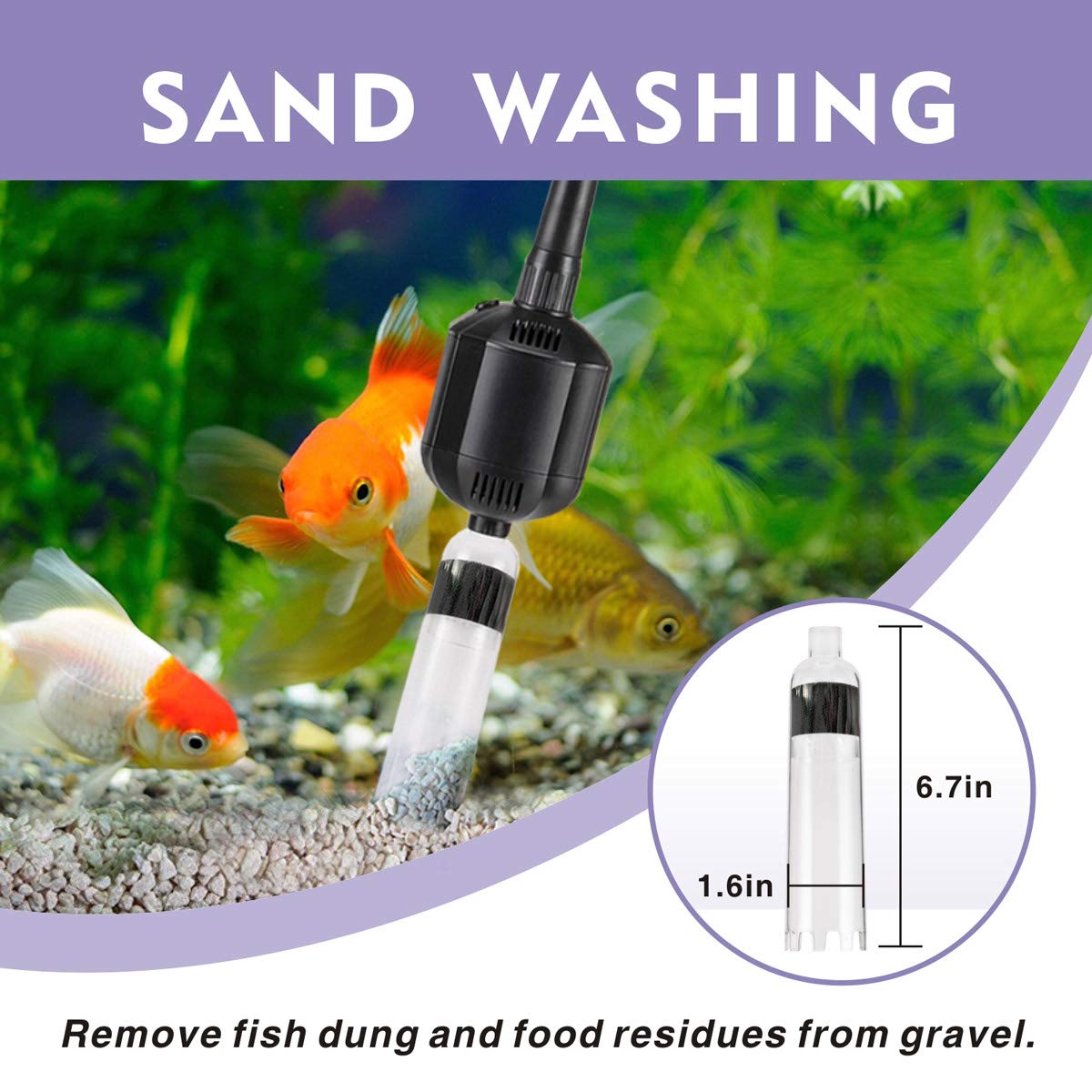 hygger 396GPH DC Electric Aquarium Gravel Cleaner, 5 in 1 Automatic Fish Tank Cleaning Tool Set Vacuum Water Changer Sand Washer Filter Siphon Adjustable Length 12V 20W