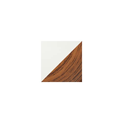 Simple Designs LT2078-DWW Petite Mid Century Table Lamp, Dark Wood and White