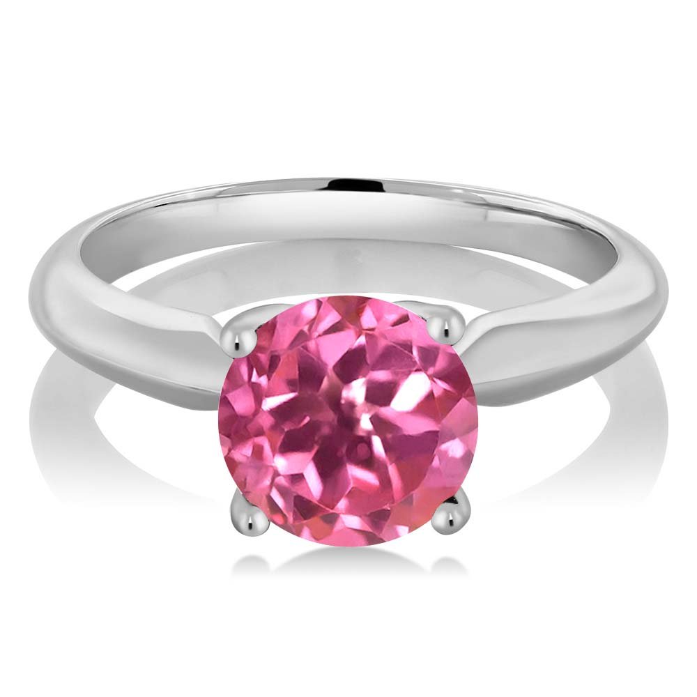 Gem Stone King 925 Sterling Silver Round 7MM Gemstone Birthstone Solitaire Engagement Ring | Wedding Engagement Anniversary Promise Ring For Women