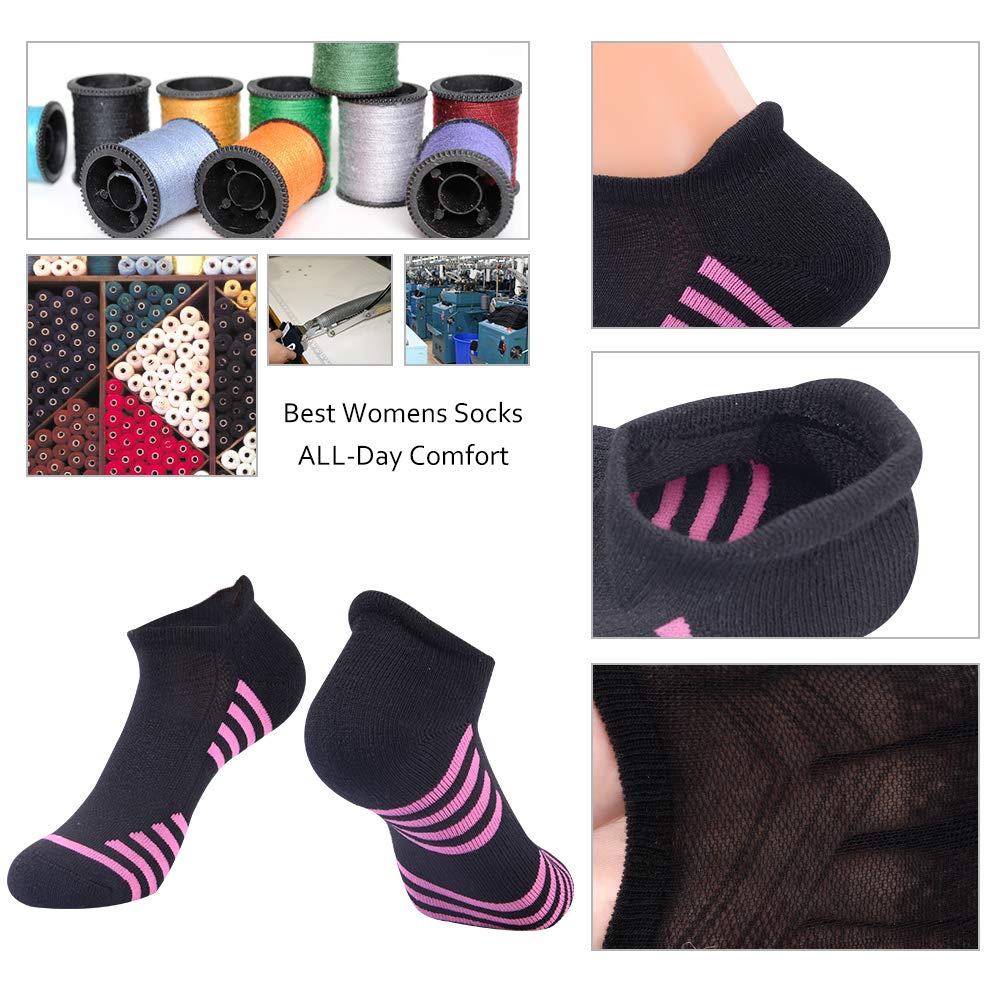 FUNDENCY 6 Pack Women Ankle Athletic Socks Low Cut Breathable Running Tab Socks with Cushion Sole