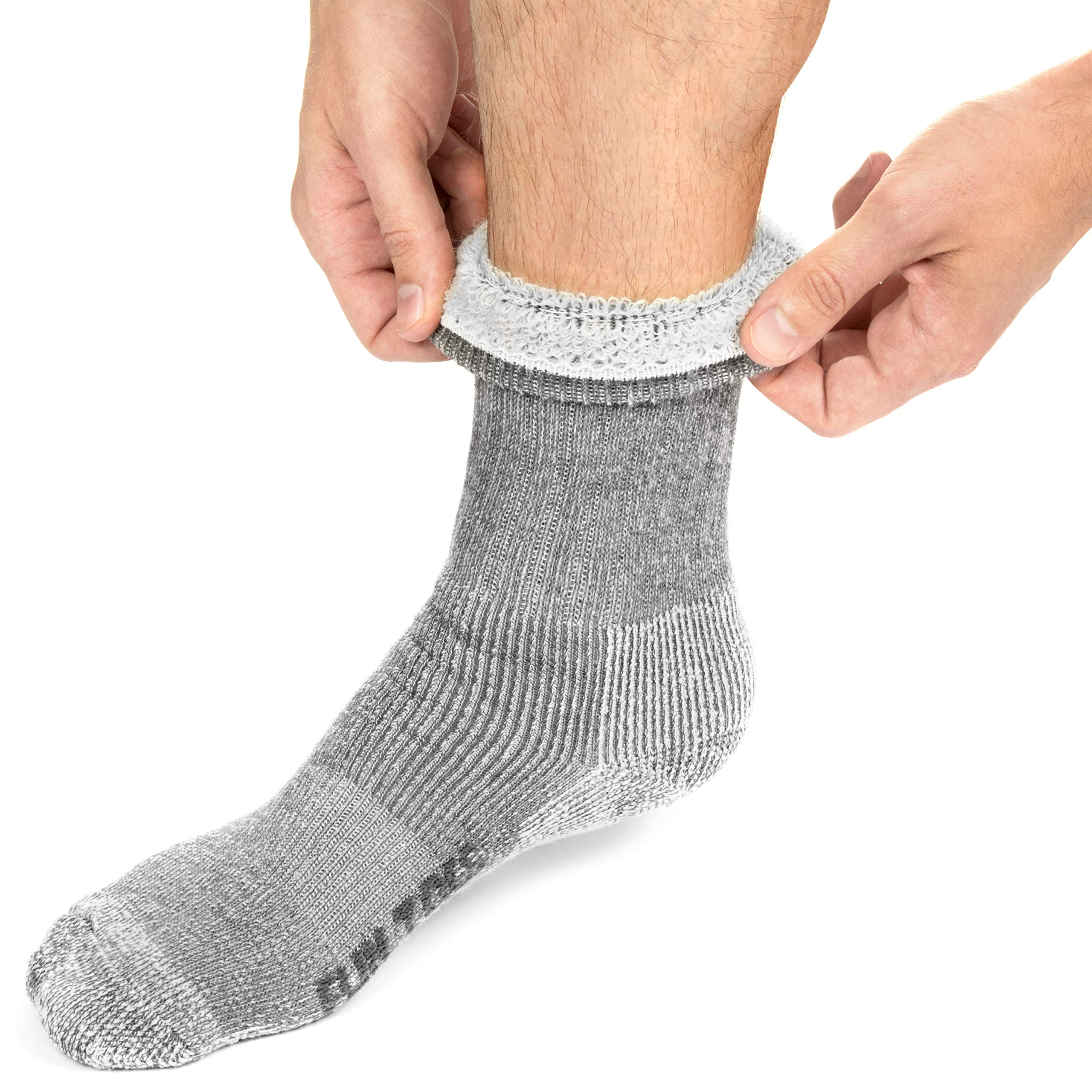 FUN TOES Boot Socks for Men, 3 Pairs Durable Thermal Insulated 80% Merino Wool Warm Hiking for Winter, Indoor or Outdoor (1 Black/1 Brown/1 Green)