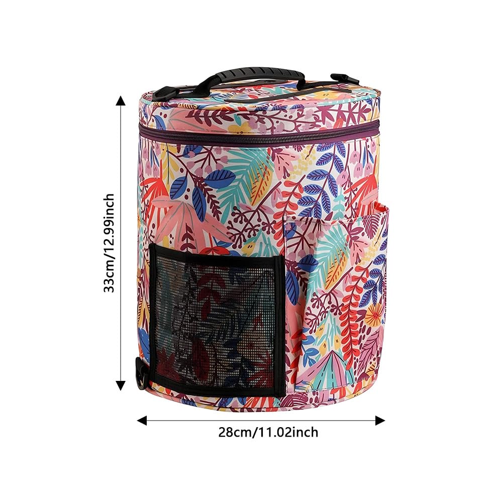 Yarn Bag with Customized Front Compartment for Knitting Accessories, Large Crochet Tote Yarn Organizer Yarn Bowl with Zipper Closure and Shoulder Strap for Crocheting(as Shown,Size:11.02x12.99inch)