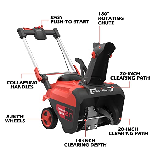 Snow Blower - 80V 6.0Ah Battery Powered Snow Blower, 21'' Electric Snow Thrower, Cordless Snow throwers