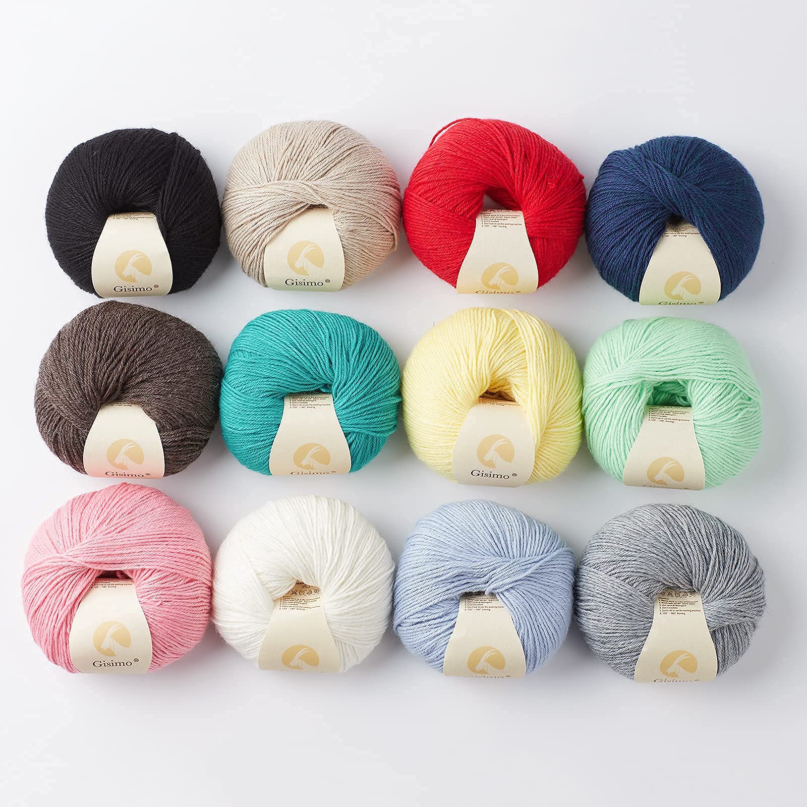 Gisimo Merino Wool Yarn for Crochet, Knitting & Crafting, 6-Ply Soft and Thick -165 Yards /1.76 OZ (Baby Blue, 1 Ball)