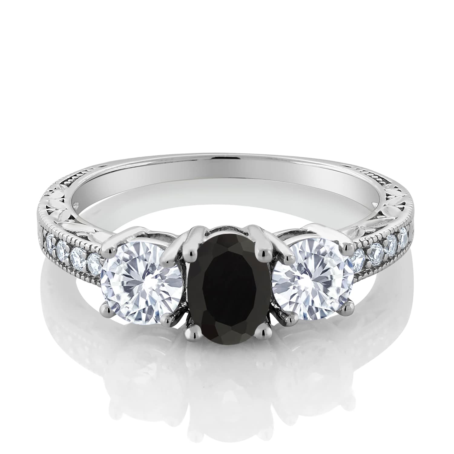 Gem Stone King 925 Sterling Silver Customized Personalized 3 Gemstone Birthstone For Her 3-Stone Engagement Ring For Women (2.61 Cttw, Available In Size 5, 6, 7, 8, 9)